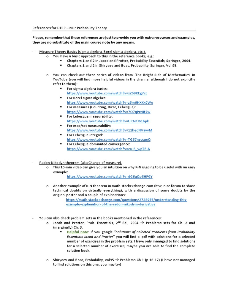 References M1 For DTSP | PDF | Lebesgue Integration | Measure (Mathematics)