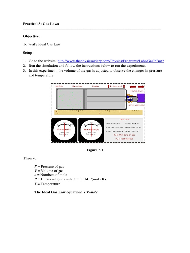 Practical 3: Gas Laws | PDF
