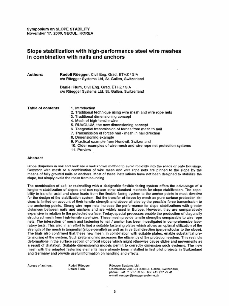 Slope Stabilization With High-Performance Steel Wire Meshes in ...