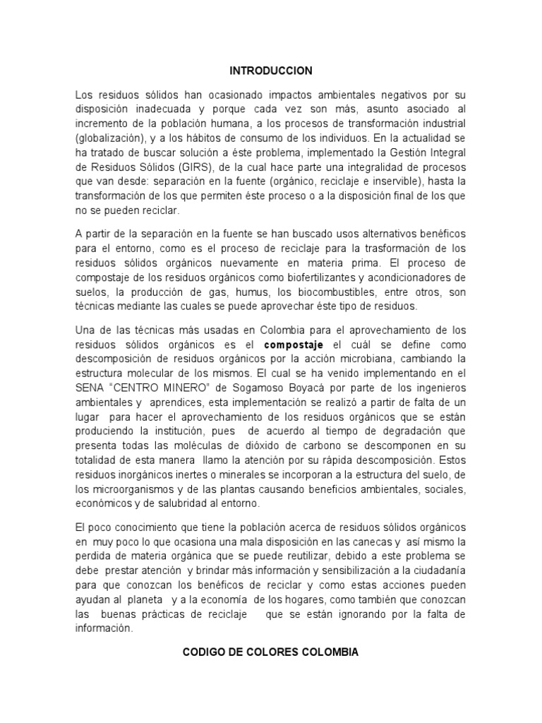 Codigo D Colores Canecas | Descargar gratis PDF | Reciclaje | Residuos