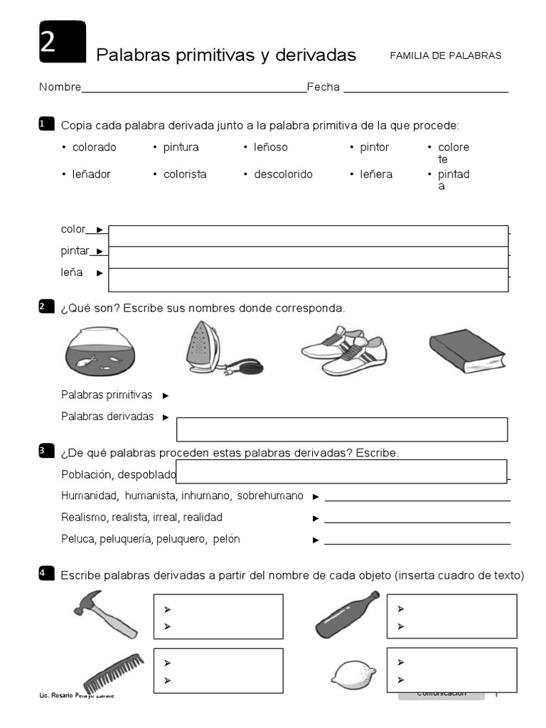 Palabras Primitivas y Derivadas | PDF