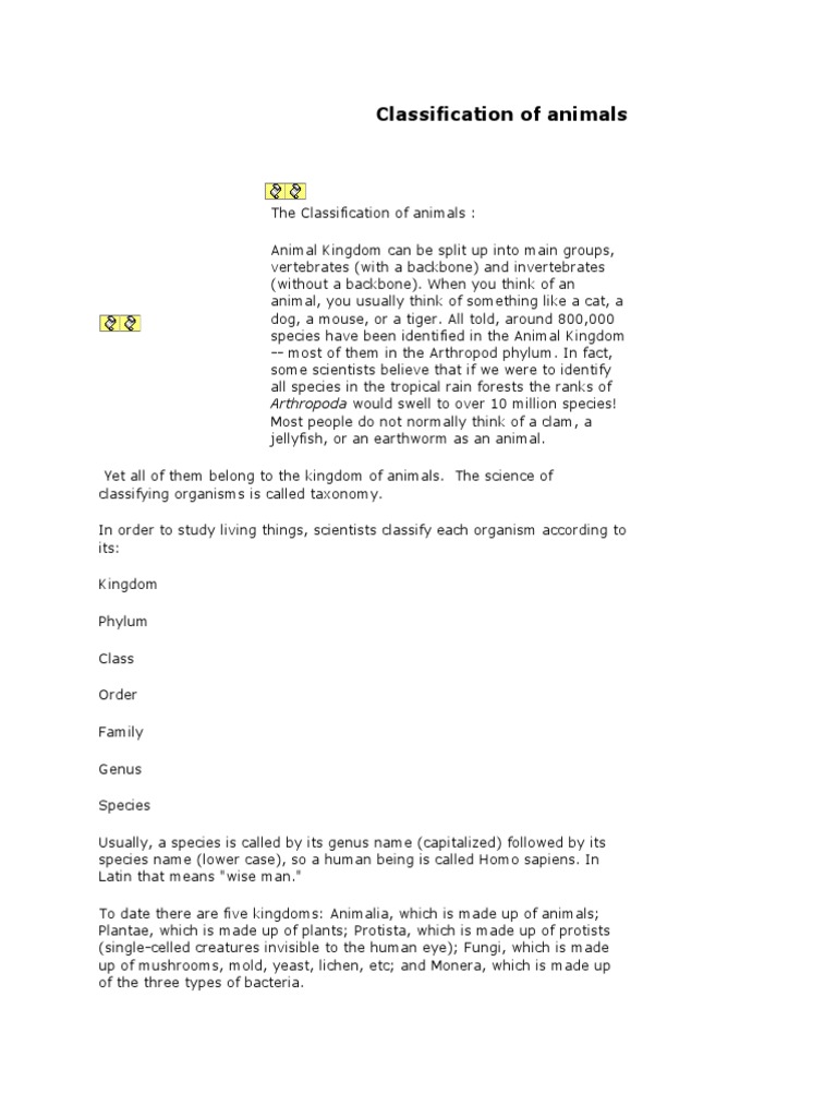 Classification of Animals | PDF | Invertebrate | Taxa