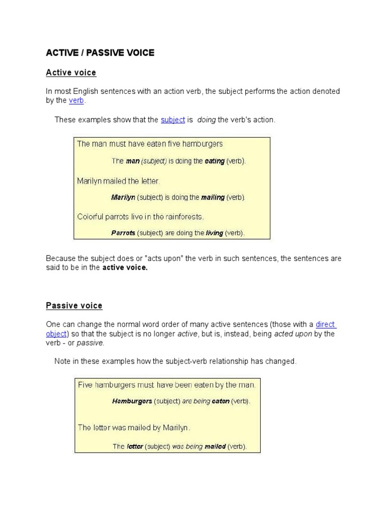 Active and Passive Voice | PDF | Verb | Syntactic Relationships