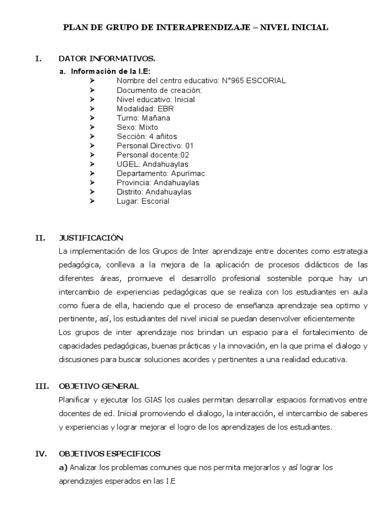 Plan de Gia | PDF | Aprendizaje | Modificación de comportamiento