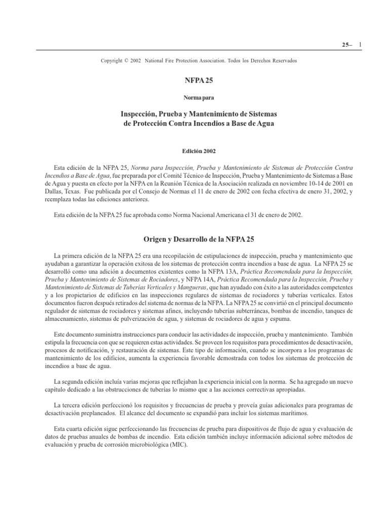 Nfpa 25 PDF | PDF | Sistema de rociadores contra incendios | Colector ...