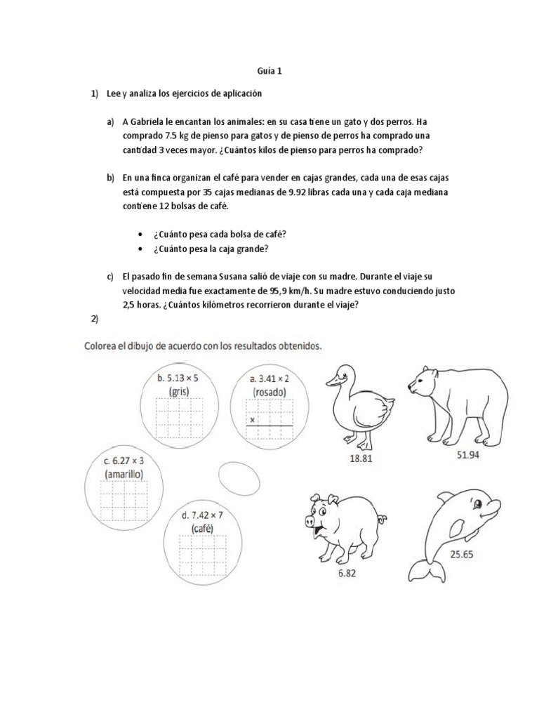 Guía 1 Multiplicación y División de Decimales - II TRIMESTRE | PDF