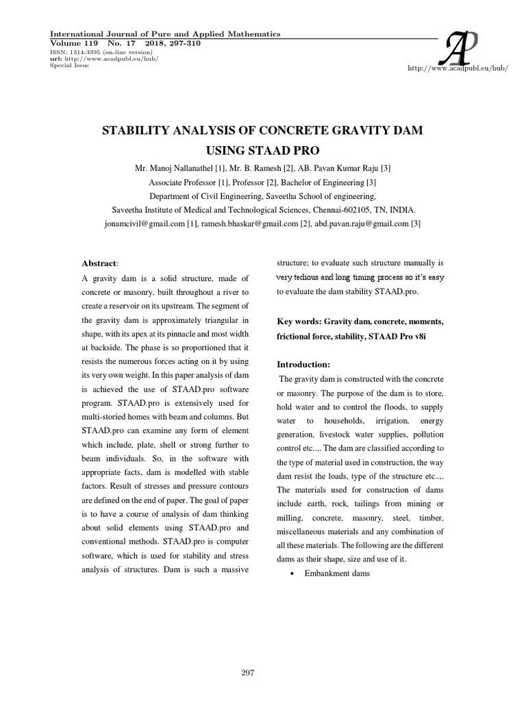 Concrete Gravity Dam Analysis Using Staad Pro | PDF | Dam | Force