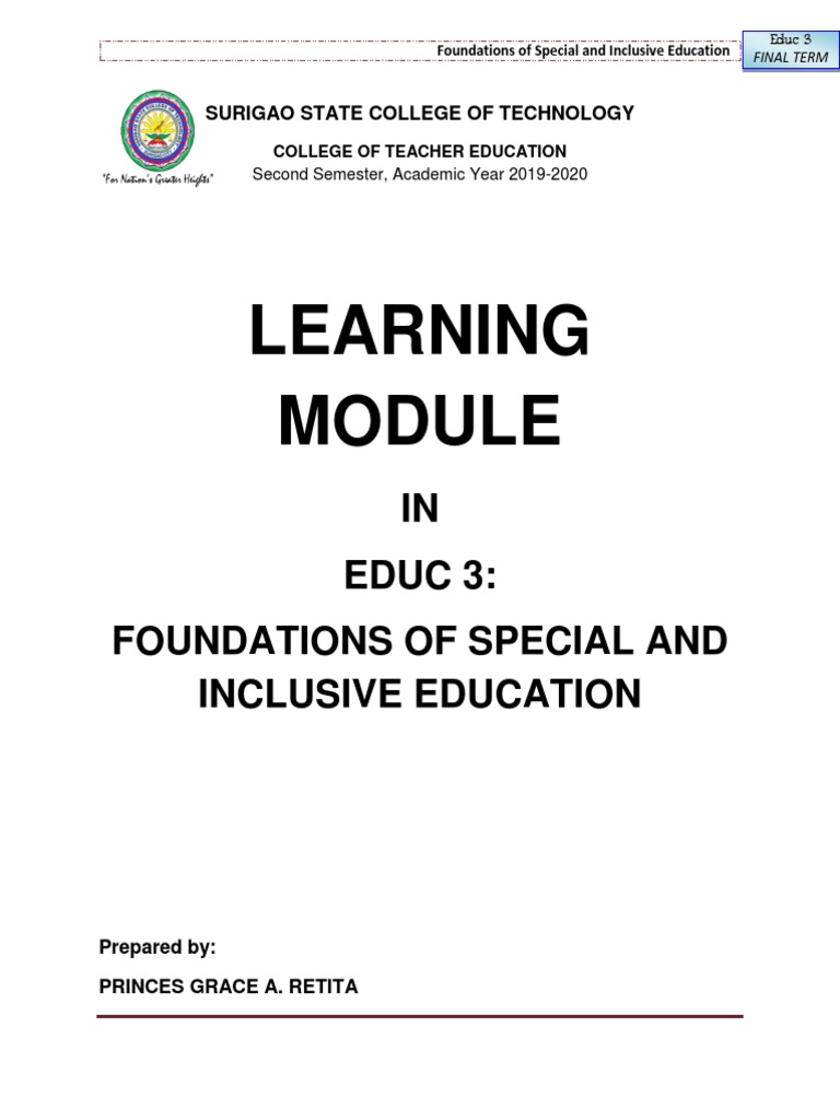 Educ 3 Learning Module | PDF | Intellectual Disability | Autism Spectrum