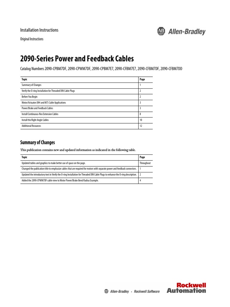 2090-Series Power and Feedback Cables: Installation Instructions | PDF ...