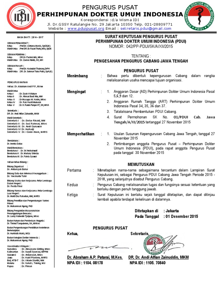 42.SK Cabang Jawa Tengah 2015 PDF | PDF