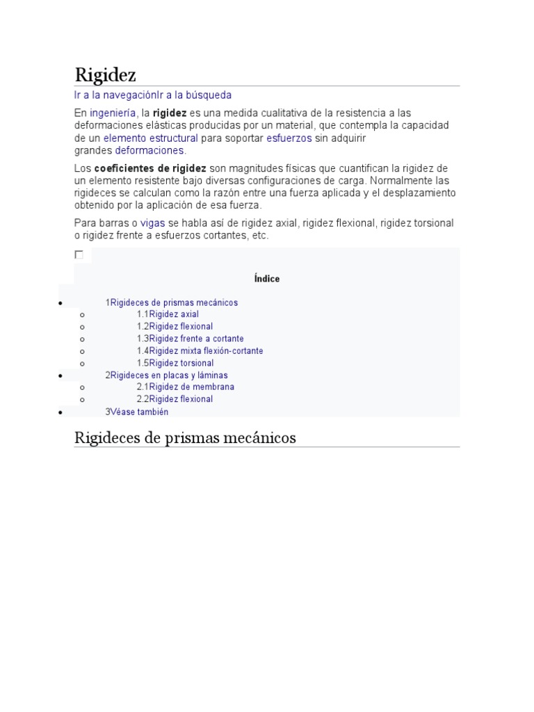 Definición y tipos de rigidez en materiales | PDF