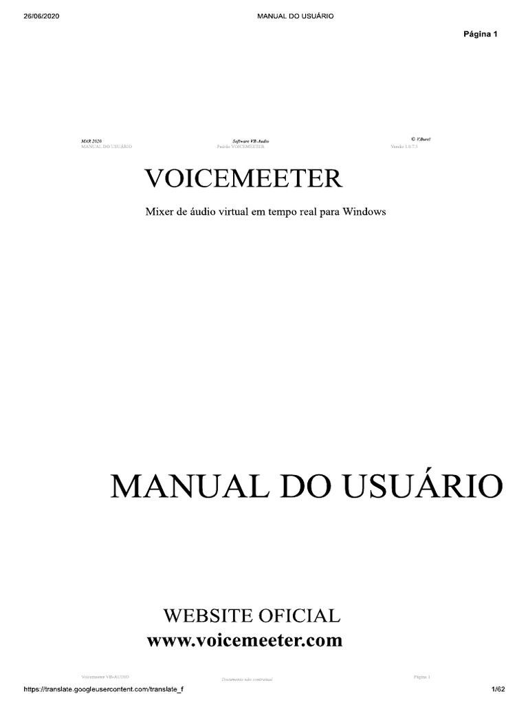 Voicemeeter Usuáriomanual PDF | PDF