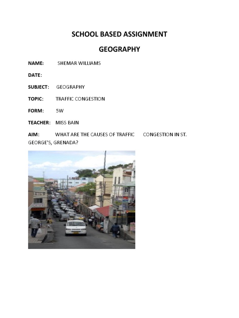 SCHOOL BASED ASSIGNMENT Geo (SJW) | PDF | Traffic Congestion | Traffic