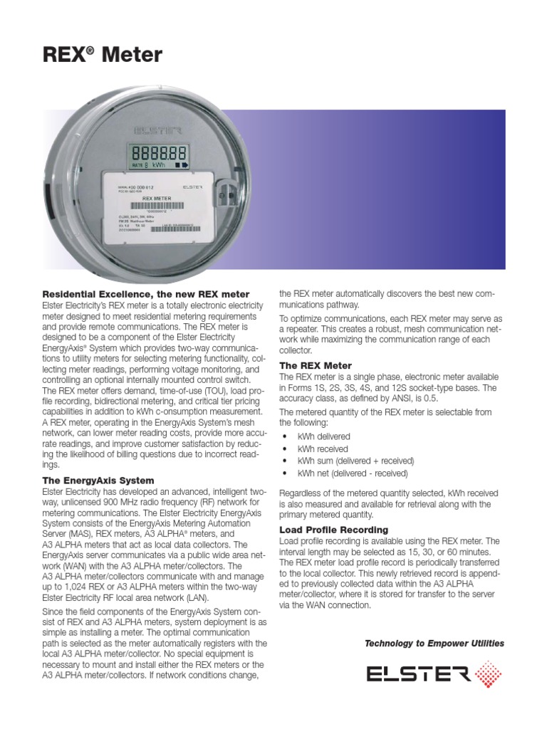 Residential Excellence, The New REX Meter | PDF | Hertz | Kilowatt Hour