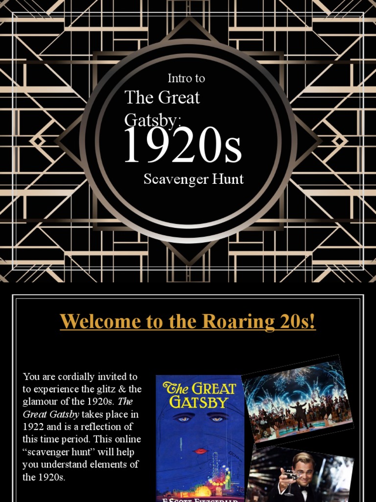 1920s Great Gatsby Scavenger Hunt | PDF | F. Scott Fitzgerald | The ...