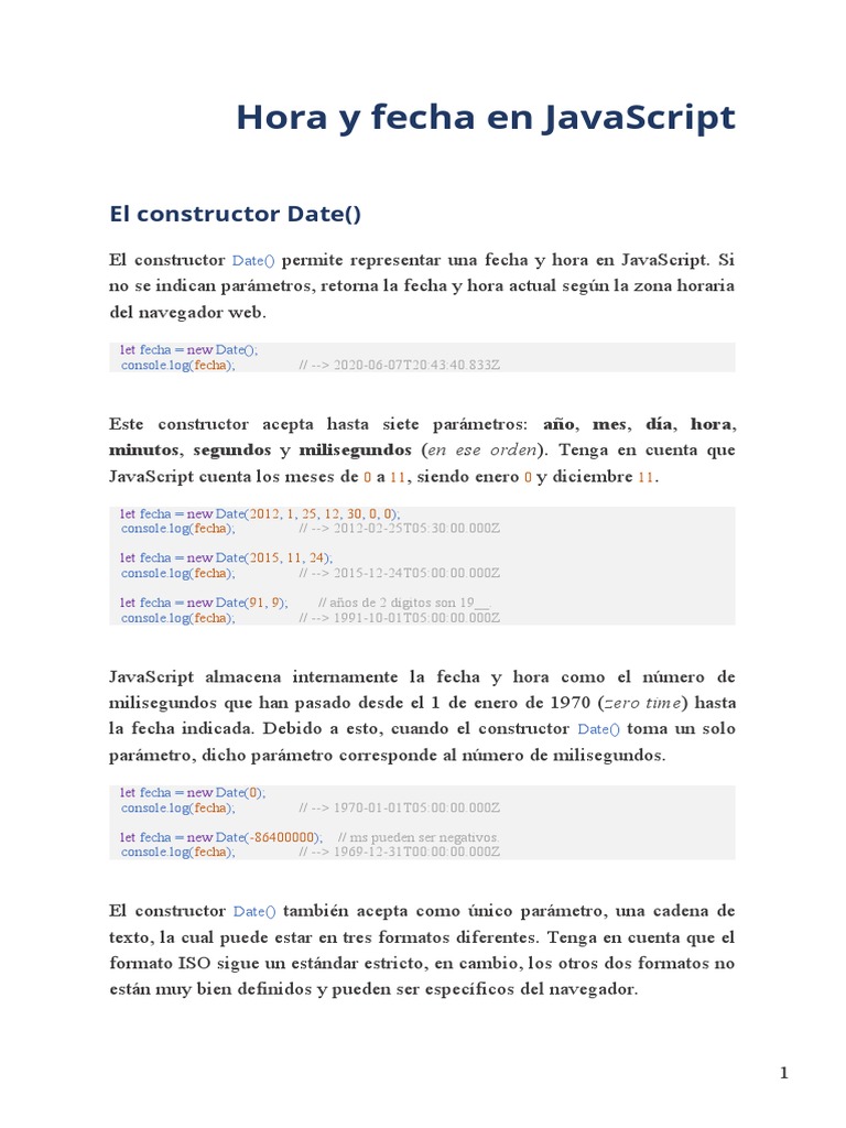 Manejo de Fechas en JavaScript | PDF | Script Java | Desarrollo de software