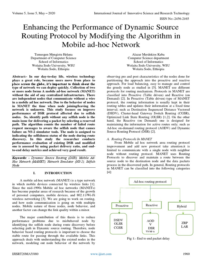 Enhancing The Performance Of Dynamic Source Routing Protocol By Modifying The Algorithm In