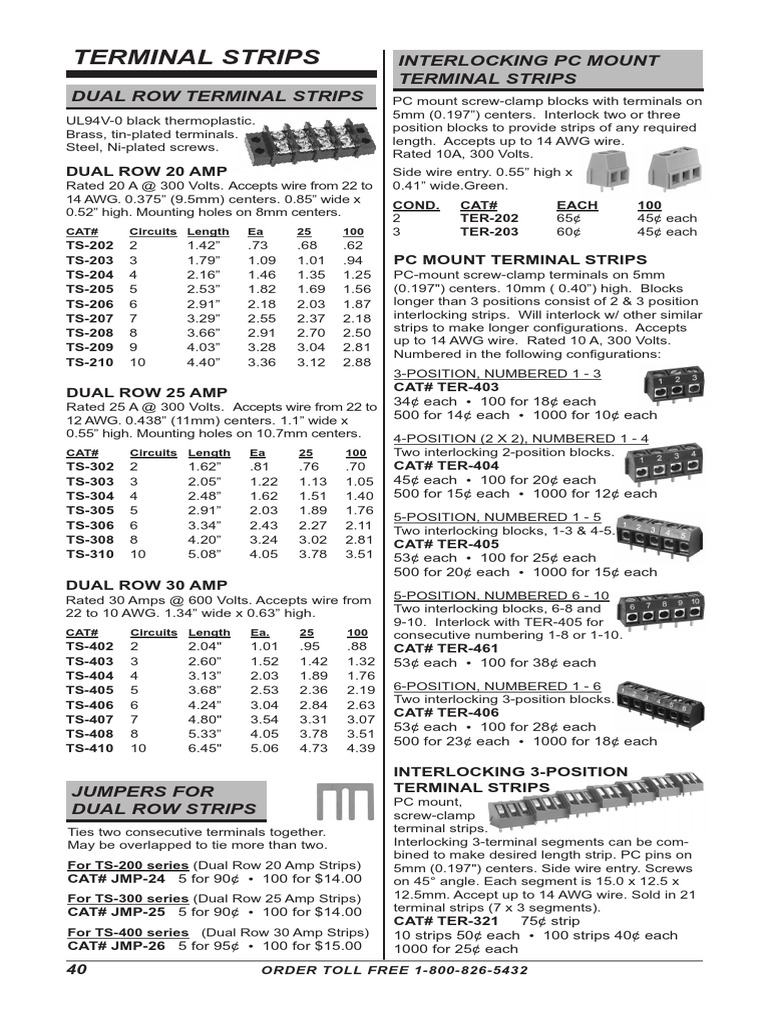 Terminal Strips: Dual Row Terminal Strips Interlocking PC Mount ...