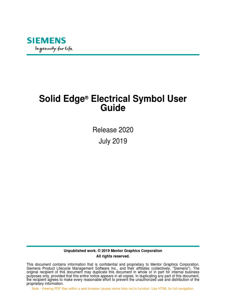 Solid Edge Electrical Symbol User Guide: Release 2020 July 2019 | PDF ...