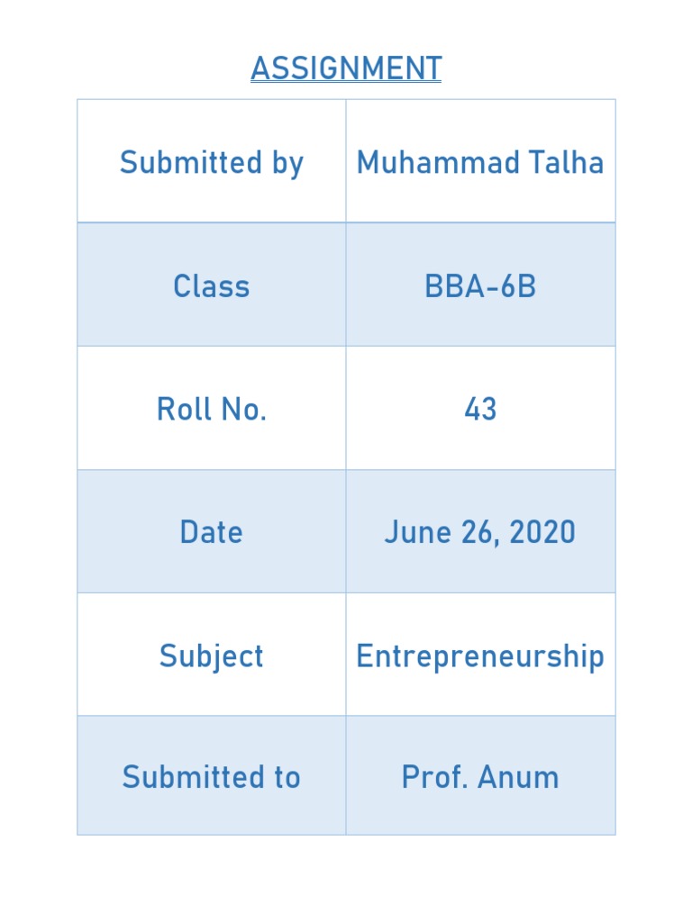 Submitted by Muhammad Talha: Assignment | PDF