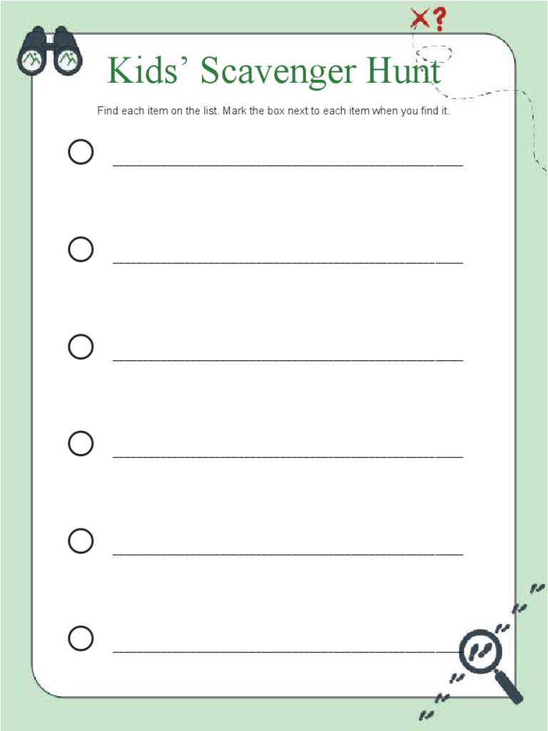 4471 Short Scavenger Hunt Template | PDF