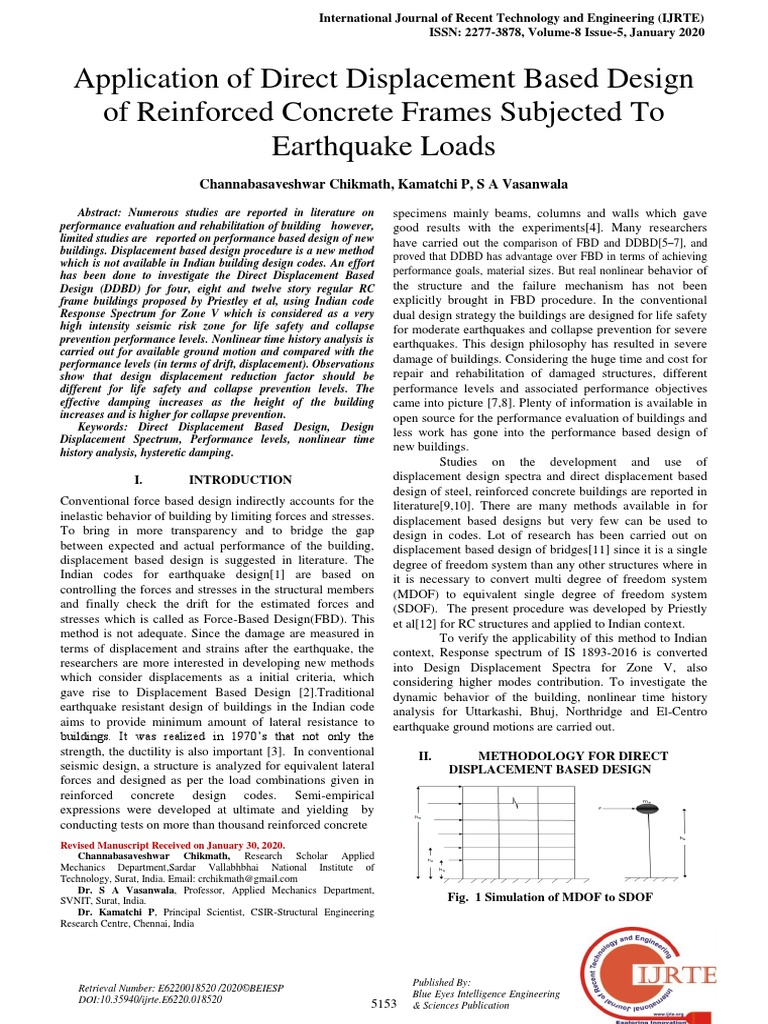 Application of Direct Displacement Based Design of Reinforced Concrete ...