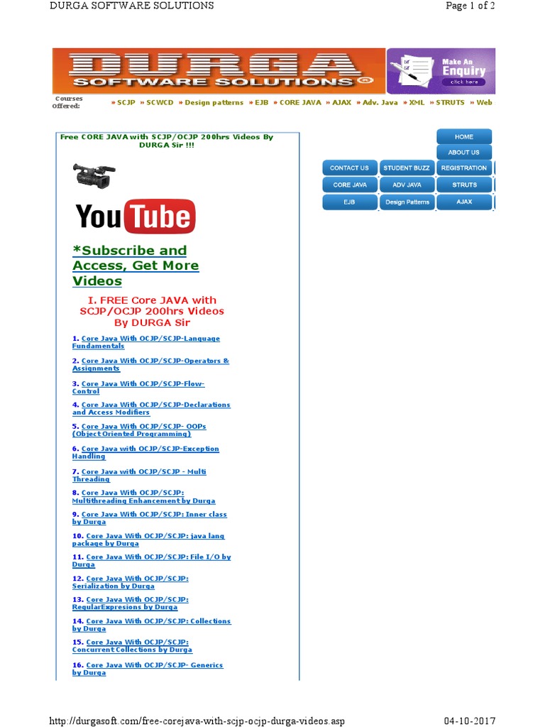 Core Java Ocjp Content Index Pdf Java Programming Language Computer Engineering