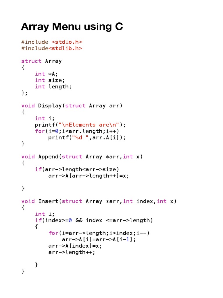 25.1 41. Array Menu C PDF | PDF | Object Oriented Programming | Numbers