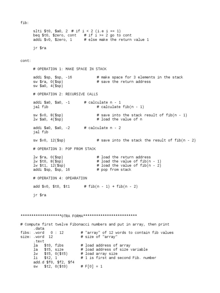 Fibonacci Mips Pdf Array Data Structure Algorithms And Data Structures 