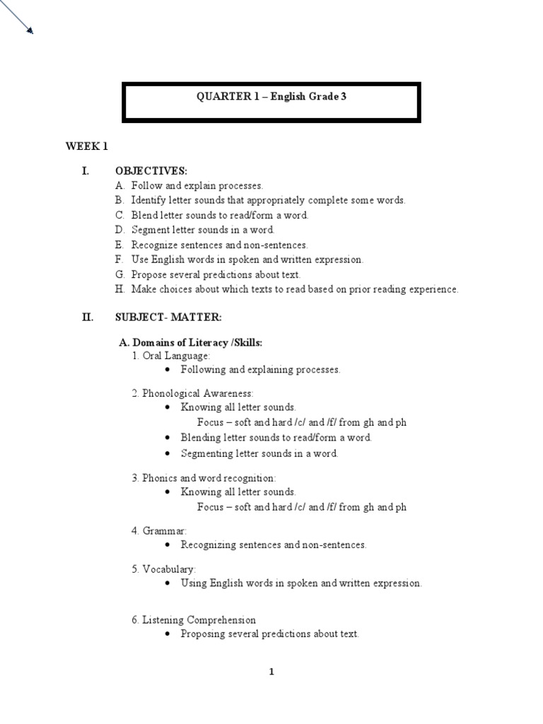QUARTER 1 - English Grade 3 | Download Free PDF | Phonics | Word