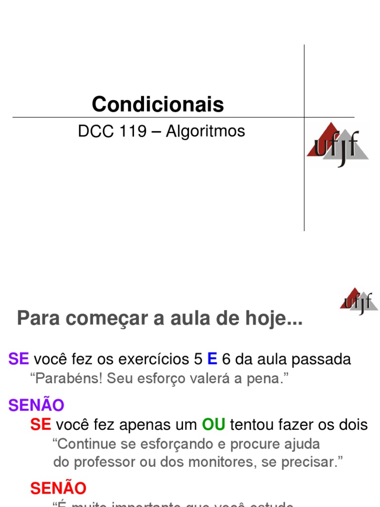 04 Estruturas Condicionais PDF | PDF | Equações | Lógica