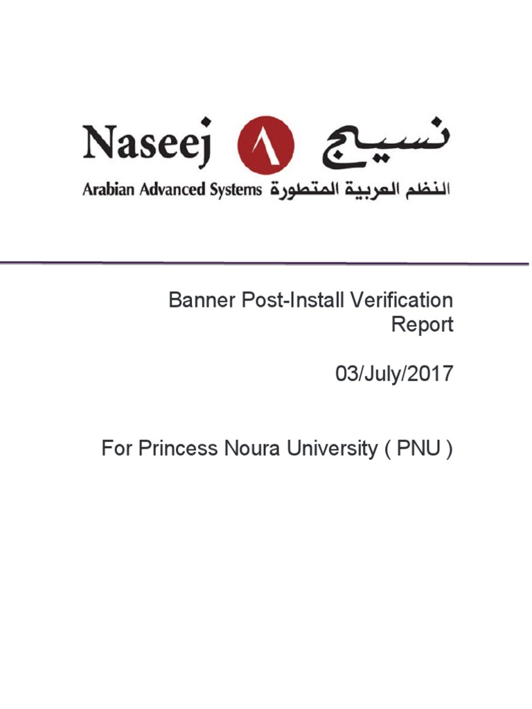 PNU Banner Post Install Verification Report RK 1 0 | PDF | Operating ...