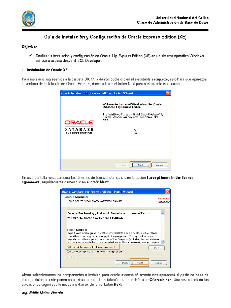 Guía de Instalación y Configuración de Oracle 11g Express | PDF | SQL ...