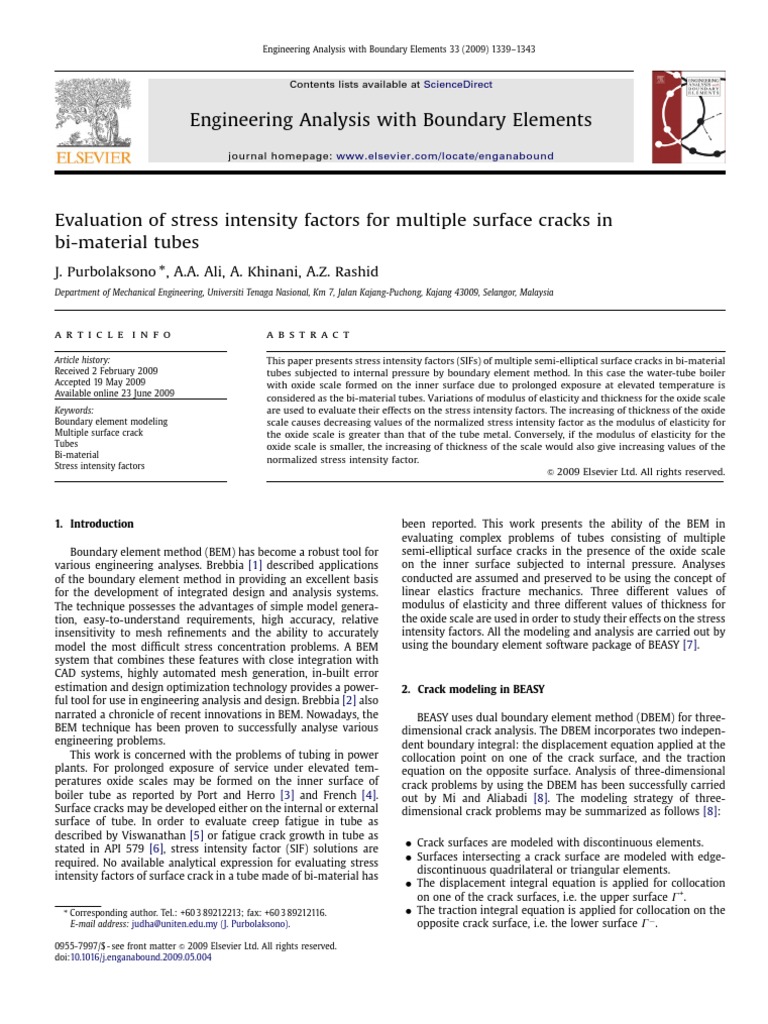 Stress Intensity Factors in Bi-Material Tubes | PDF | Elasticity ...
