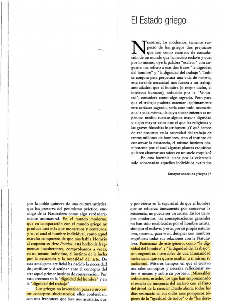 Nietzsche El Estado Griego - Con Marcas | PDF | Friedrich Nietzsche ...