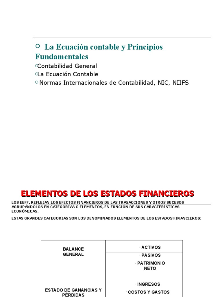 Ecuacion Contable y Principios Fundamentales | PDF | Contabilidad ...