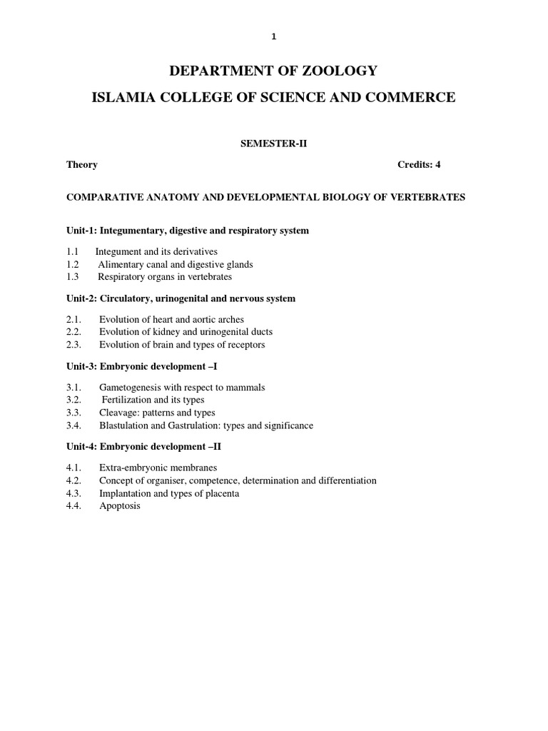 Sem 2 Syll | Download Free PDF | Anatomy | Developmental Biology