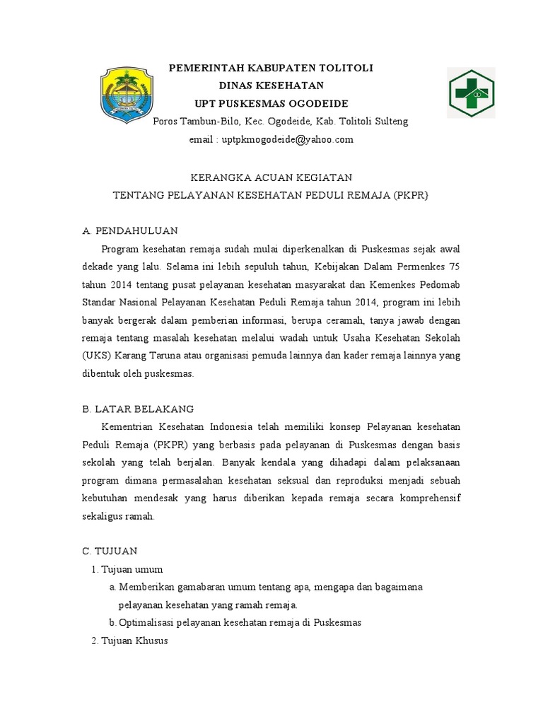 KERANGKA ACUAN KEGIATAN PKPR | PDF