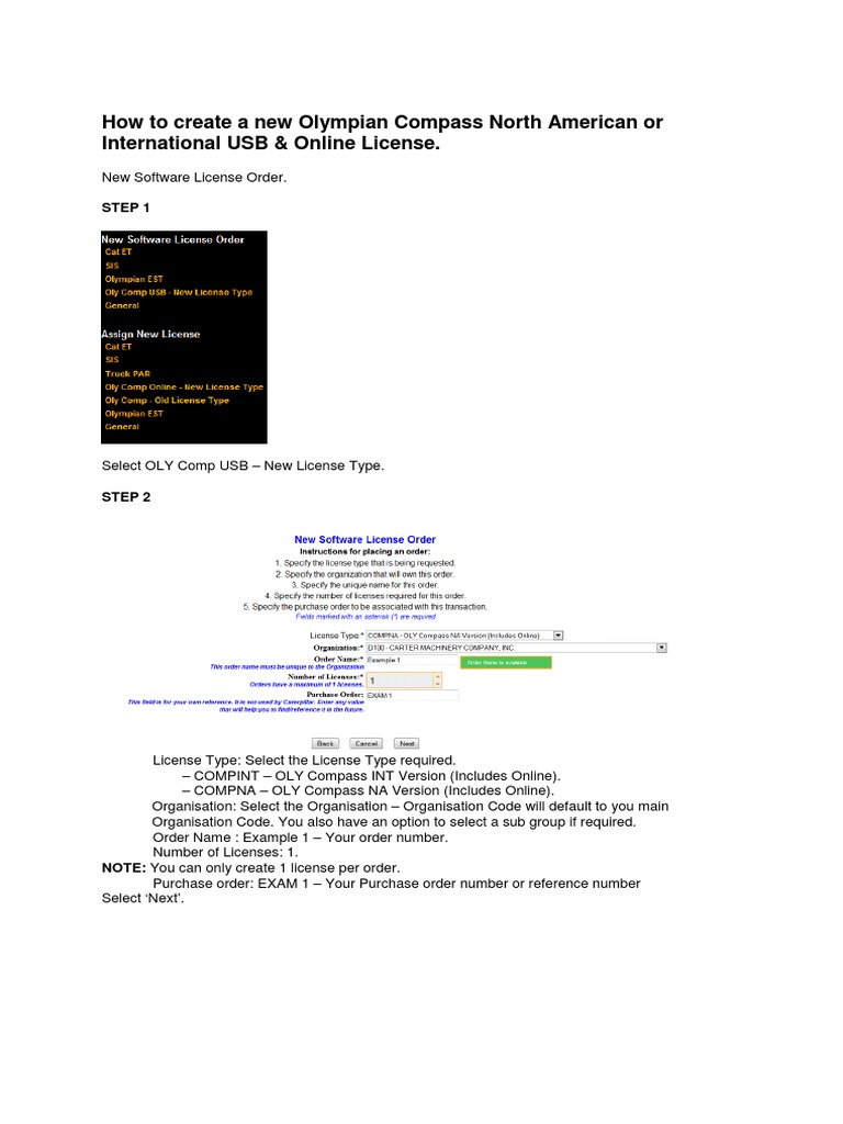 Creating Olympian Compass Licenses | PDF