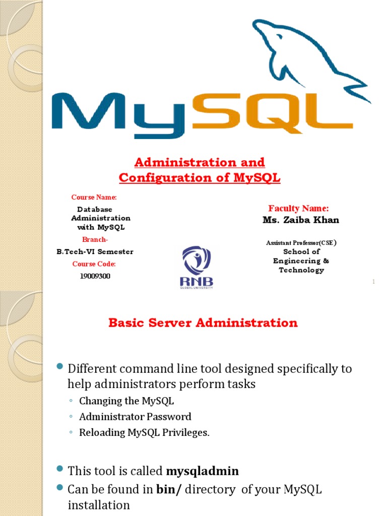 Mysql Administration And Configuration Unit 2 Pdf My Sql Command Line Interface