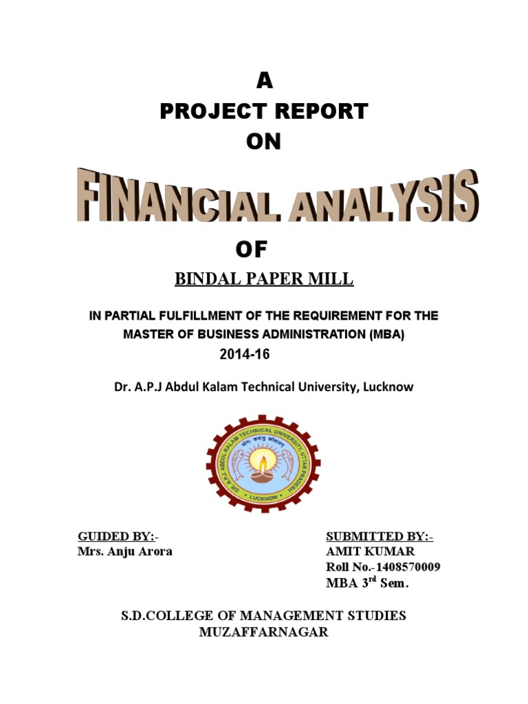 Project Report: Bindal Paper Mill | PDF