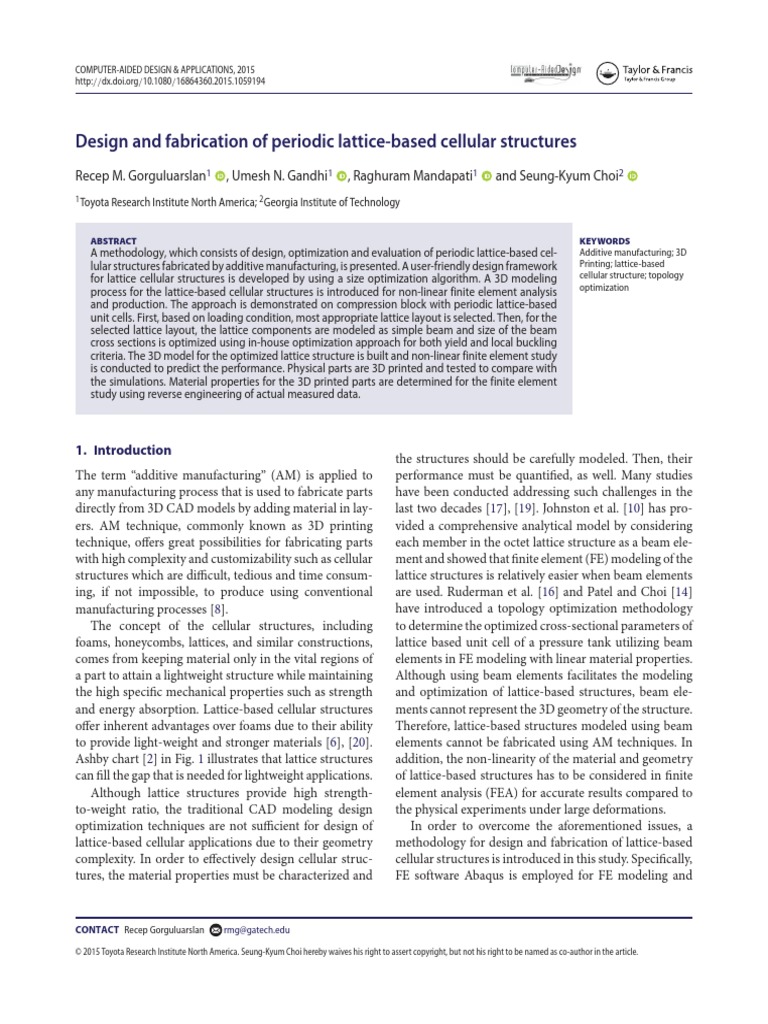 Design and Fabrication of Periodic Lattice-Based Cellular Structures ...