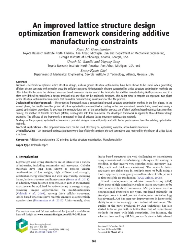2017 Lattice Structure Design | PDF | Mathematical Optimization ...