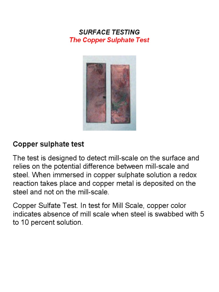 Copper Sulphate Test for Mill Scale | PDF