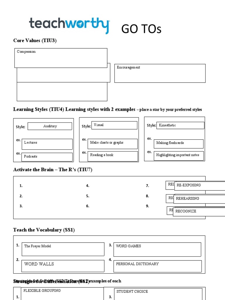 Go To Page Word Fillable-1 | PDF | Learning Styles | Vocabulary