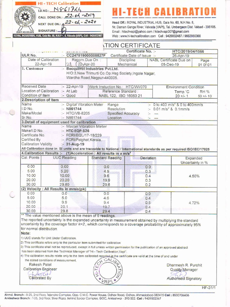 Hi Tech Calibration | PDF