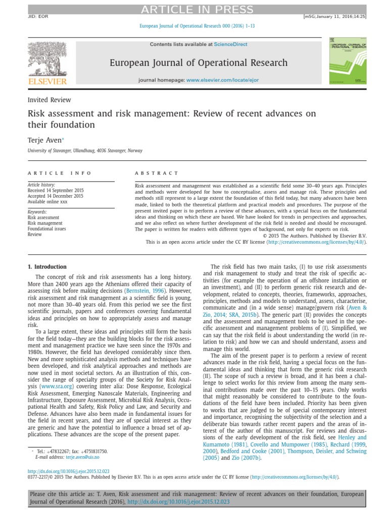 Risk Assessment and Risk Management Review PDF | PDF | Risk | Decision ...