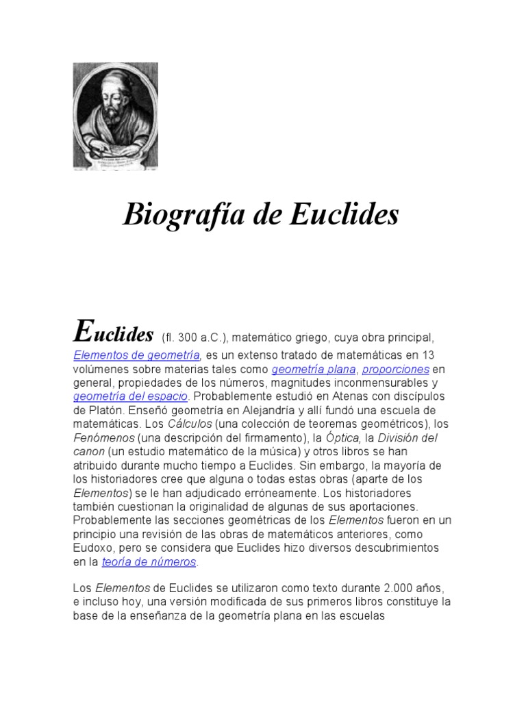 Biografía de Euclides | PDF | Isaac Newton | Euclides