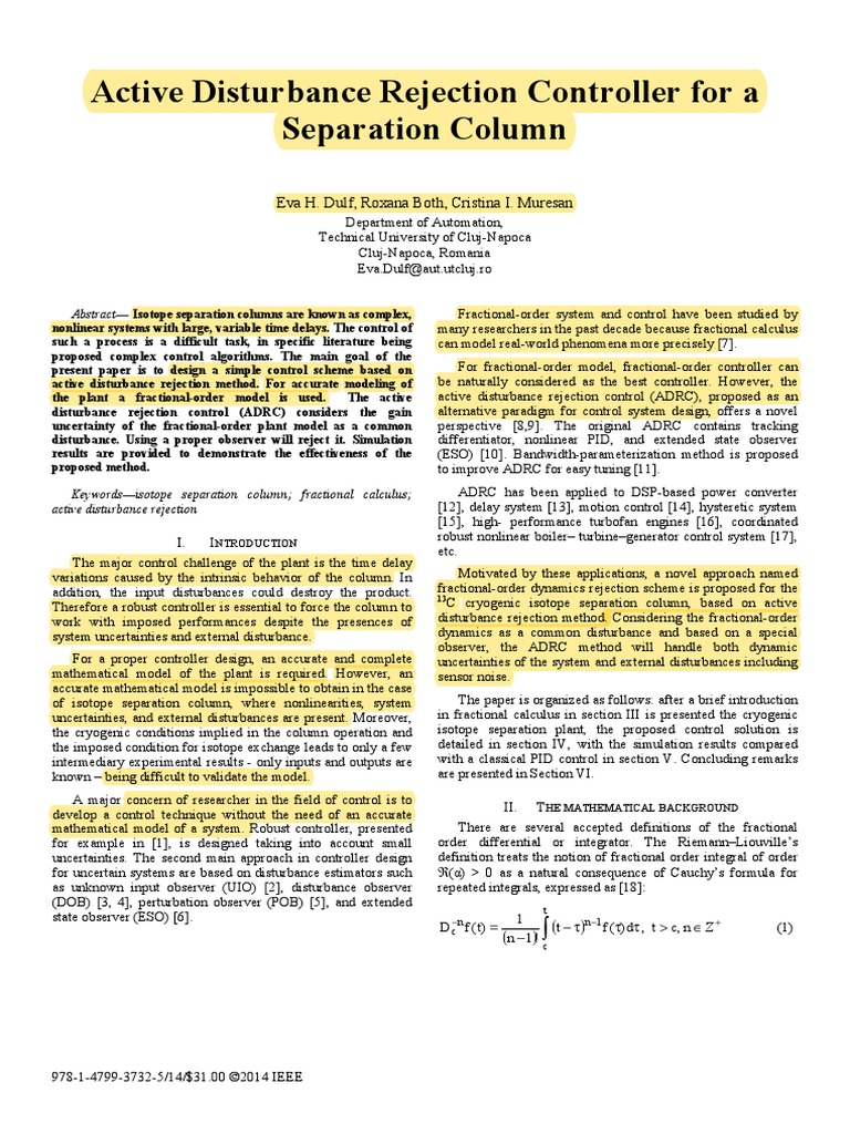 Active Disturbance Rejection Controller | Download Free PDF | Control Theory | Mathematical Model