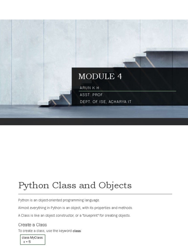 MOD - 4 - Class and OBJ | PDF | Method (Computer Programming) | Class ...